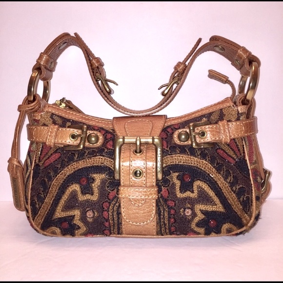 Isabella Fiore | Bags | Isabella Fiore Tapestry Sequin Leather Handbag ...